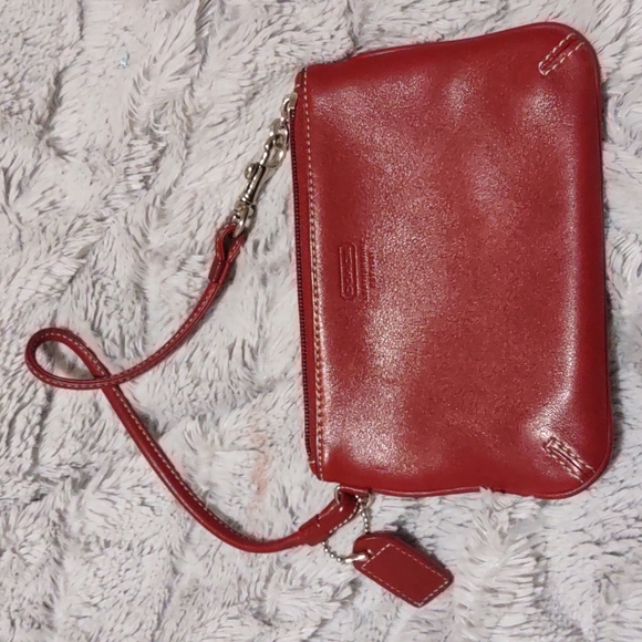 Coach | Bags | Coach Red Leather Wristlet | Poshmark